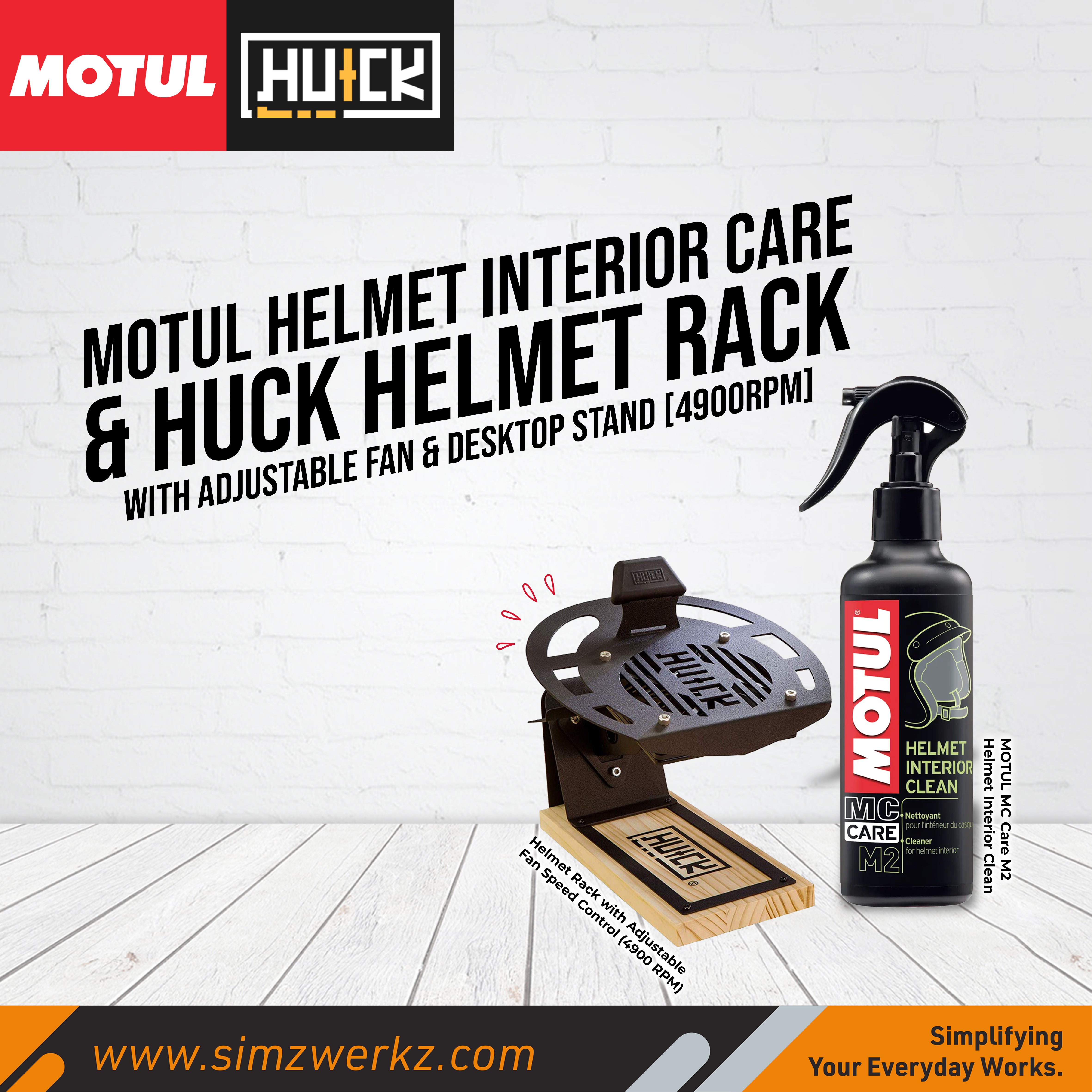 MOTUL Helmet Care x HUCK Helmet Rack with Adjustable Fan (4900RPM) Set ...