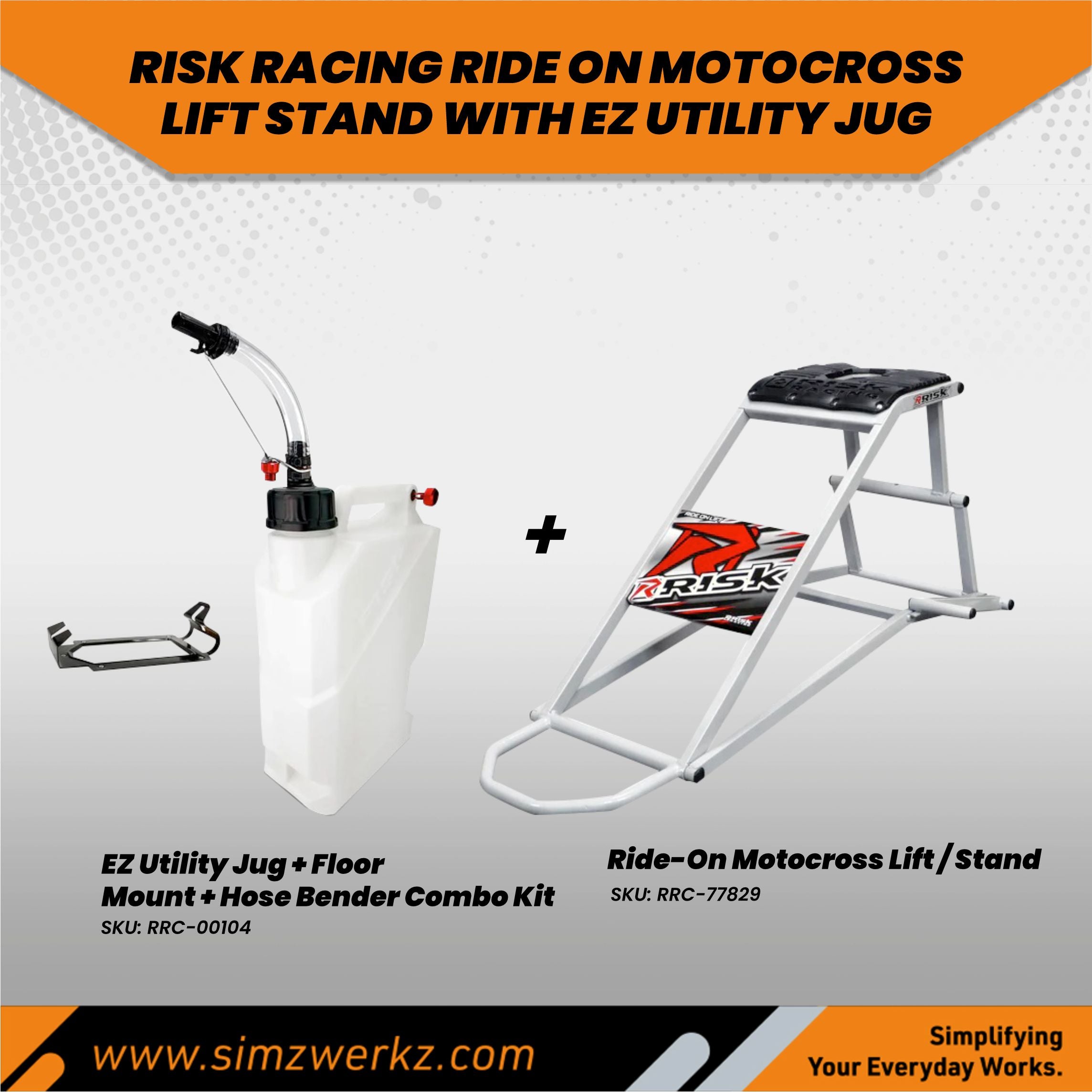 RISK RACING Ride On Motocross Lift Stand with Ez Utility Jug – SIMZ Werkz